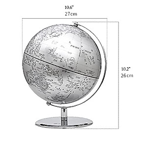 World Globe World Globe Latitude Longitude World Desk Globe With Chrome Metal Base Stand And High Clear Map Earth Globe For Home Office Globes decor (25cm Blue) (25cm Silver With L