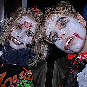 Geyoga Black Red Reversible Pirate Vampire Devil Demon Cloak Halloween Christmas Cosplay Capes with 3 Pieces Plastic Vampire Teeth for Age Over 8 Years Old