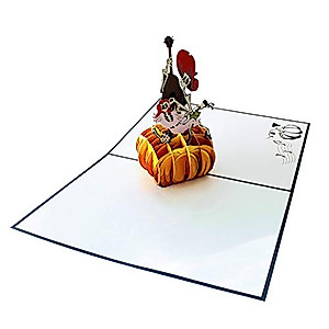 iGifts And Cards Skeleton Couple Singing Pop Up Greeting Card, Day of the Dead, Scary Halloween Fun, Happy Skull Birthday, Spooky Valentine's Day Card, Large Pumpkin, Awesome Unique Bday Celebration