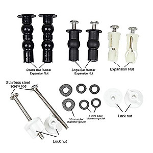 Universal Toilet Seat Bolt and Screw Set, Heavy Duty Toilet Seat Hinge Bolts, Metal and Rubber Washers, Replacement Parts for Top Mount Toilet Seat Hinge