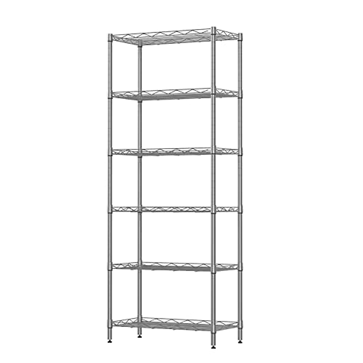 SINGAYE 6-Shelf Storage Shelf Wire Shelving Unit Metal Shelves Unit Storage Adjustable, Standing Shelf Units with PP Liner 21.25" W X 11.41D X 69 "H (Silver)