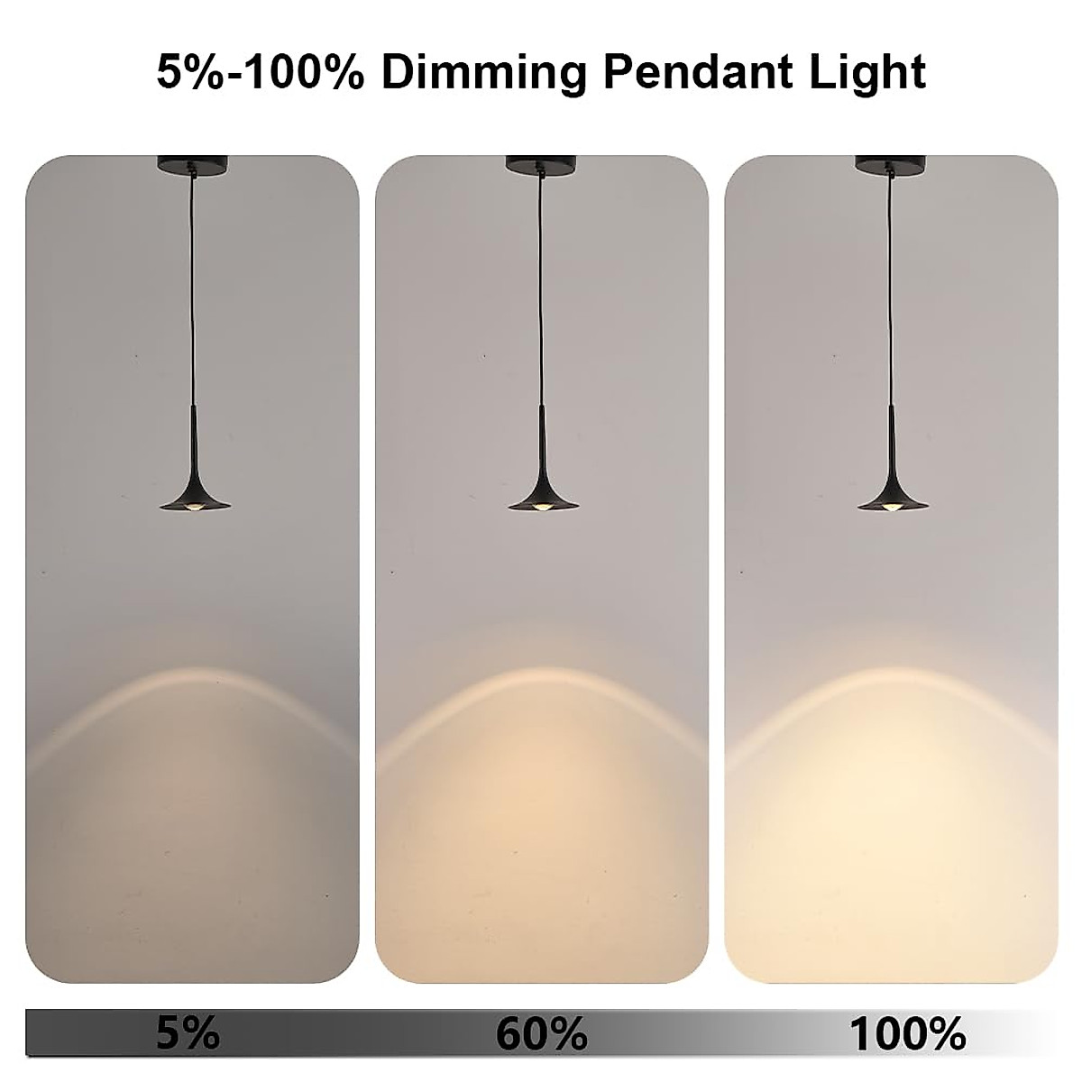 L.JUJAM Black Pendant Light for Kitchen Island, Mordern LED Dimmable Pendant Light Fixtures, Modern Hanging Pendant Lighting with 12W Kitchen Lights Island Dining Room Bathroom Bar (1-Light)