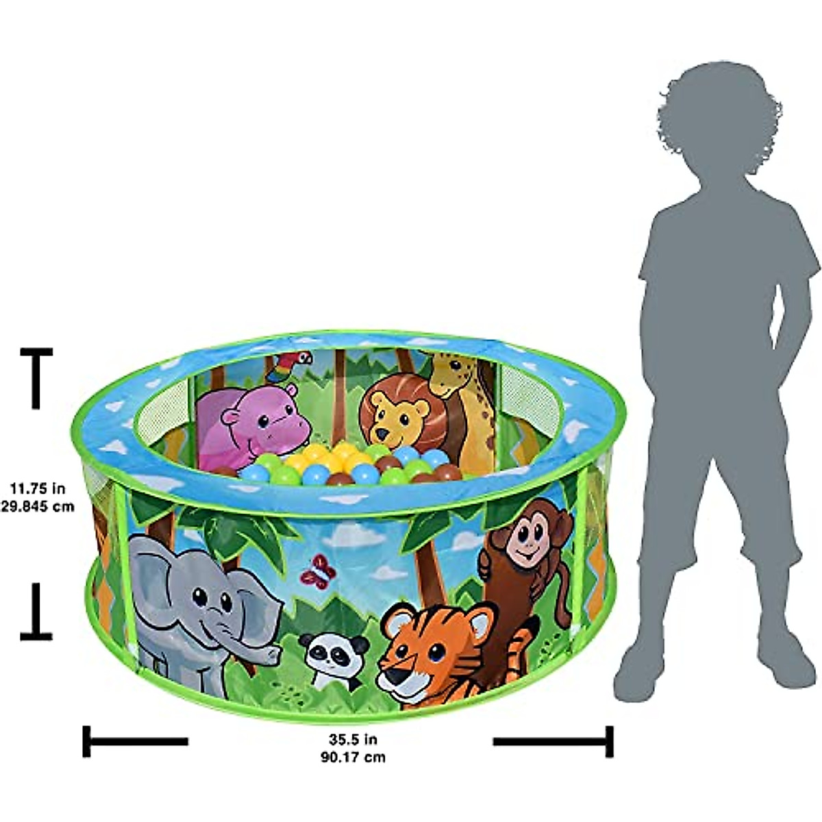 Sunny Days Entertainment Zoo Adventure Ball Pit with Play Balls – Indoor Pop Up Play Tent for Toddlers and Kids | Colorful Balls Included | Amazon Exclusive