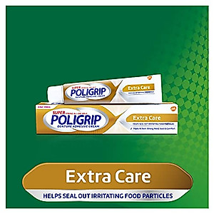 Super Poligrip Extra Care Denture Adhesive Cream, Zinc Free Denture Cream - 2.2 Ounces (Pack of 4)