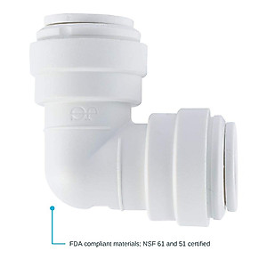 John Guest Speedfit 1/4 Inch OD Union 90 Degree Elbow Connector, Push to Connect Plastic Plumbing Fitting, PP0308WP