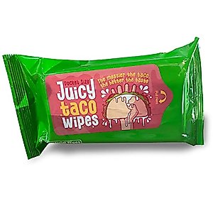 Juicy Taco Wipes - Funny Taco Gifts for Adults - Novelty Travel Hand Wipes - Pocket Moist Towelettes for Taco Lovers Gifts - Resealable 15 Count Pack