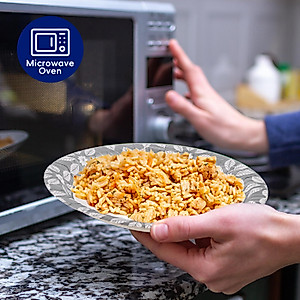 JOLLY CHEF 10 inch 140 Pack Disposable Paper Plates,Soak Proof, Cut Proof, Heavy Duty Printed Paper Plates for Everyday Use