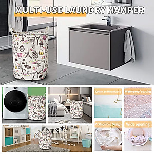 Aouker Merdes 19.7’’ Waterproof Foldable Laundry Hamper, Dirty Clothes Laundry Basket, Linen Bin Storage Organizer for Toy Collection(Paris)