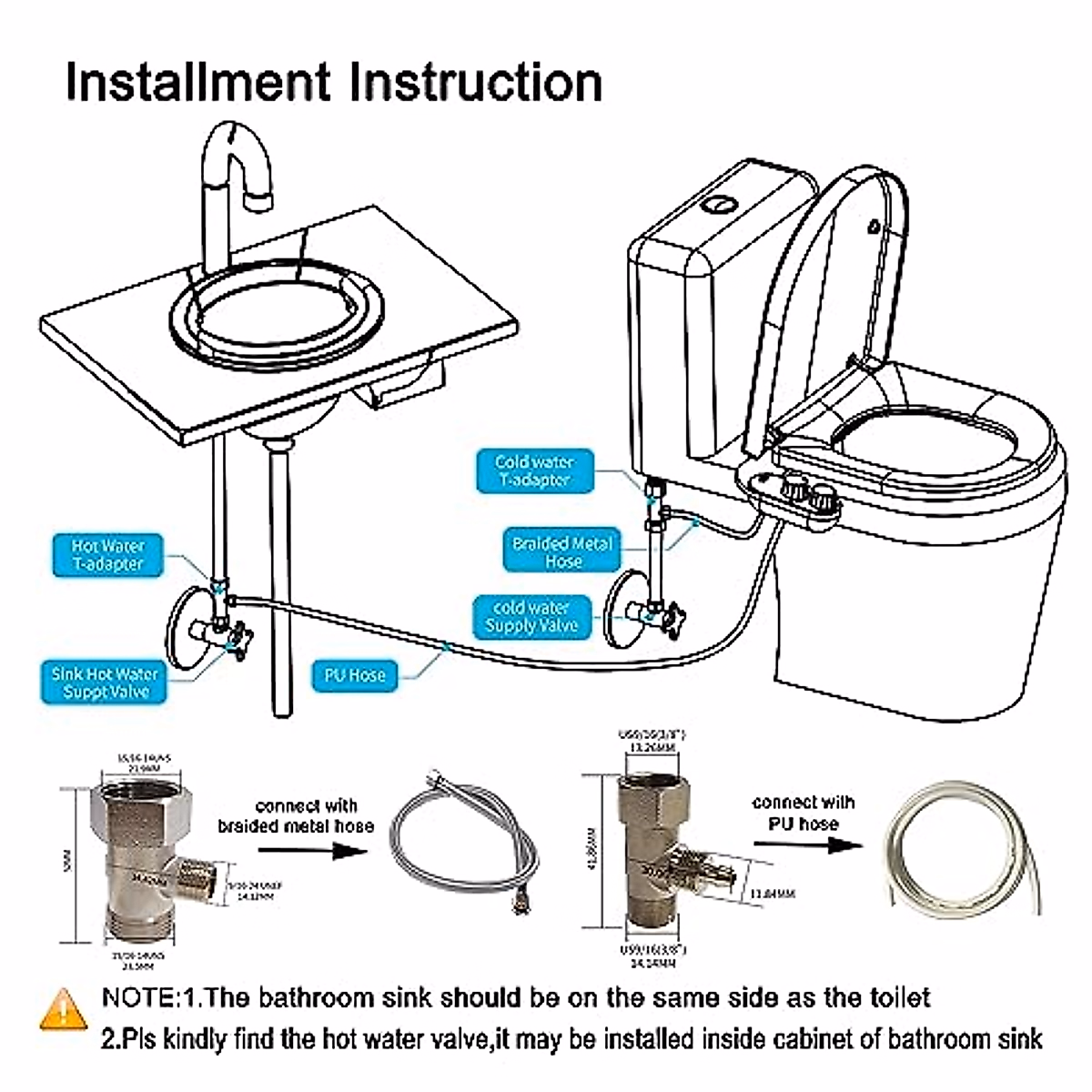 GLIGAM Bidet Attachment for Toilet Warm Water, Ultra-Slim Bidet Hot and Cold,Non-Electric Bidet Attachment for Frontal/Rear Wash, with Retractable Nozzle, Pressure & Angle Controls,Easy to install