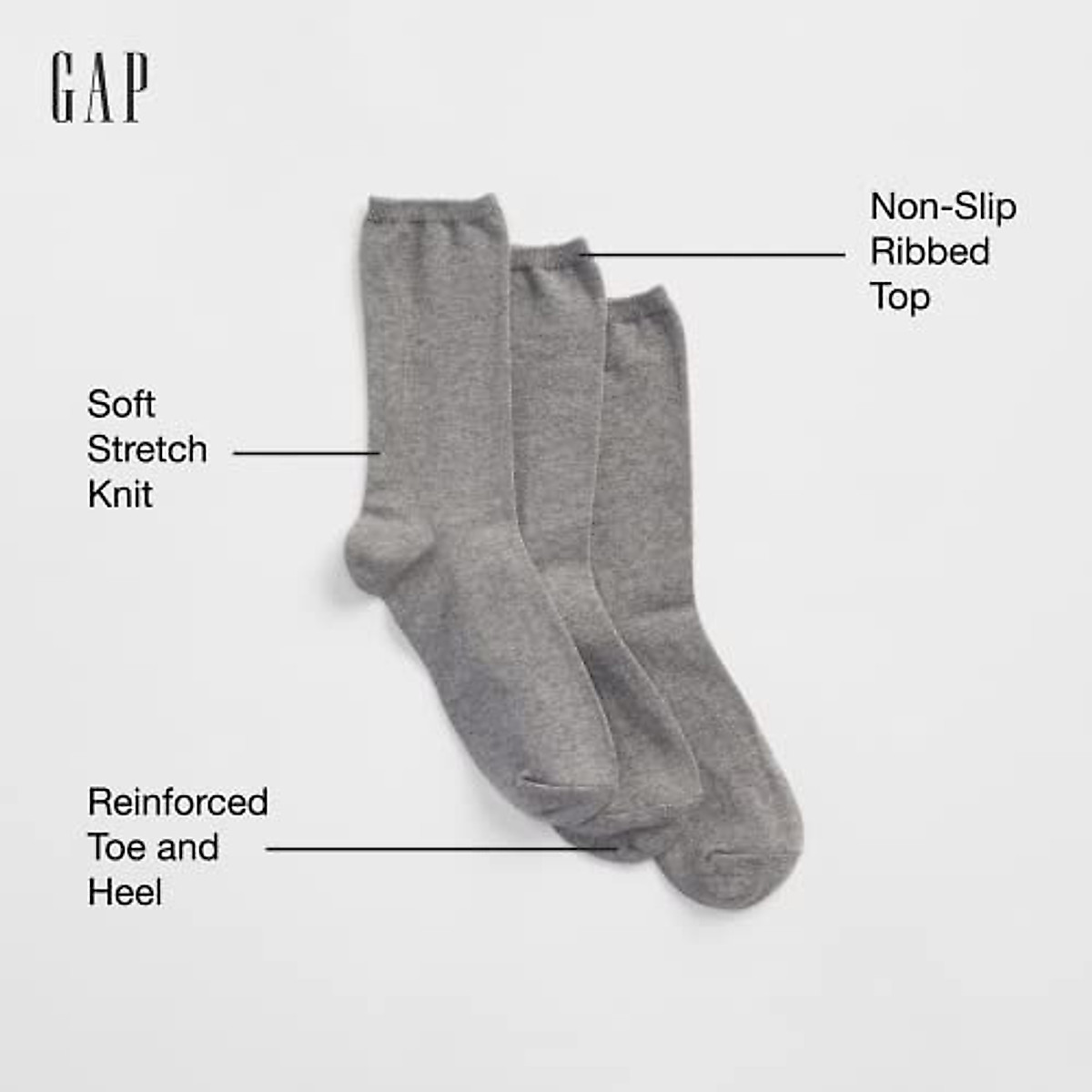 GAP Women's Crew Socks, Multi-Pack Adult Socks, Soft & Stretchy, Comfortable, Black, One Size
