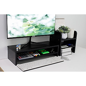 LITAITAI Monitor Riser ,with Storage Pen Holder, Mobile Phone Holder, for Home Office ,Black Simple Sturdy and Durablemonitor stand riser, computer monitor stand