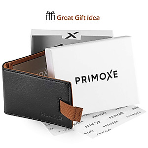 PRIMOXE RFID Blocking Bifold Slim Vegan Leather Minimalist Front Pocket Wallets for Men Money Clip
