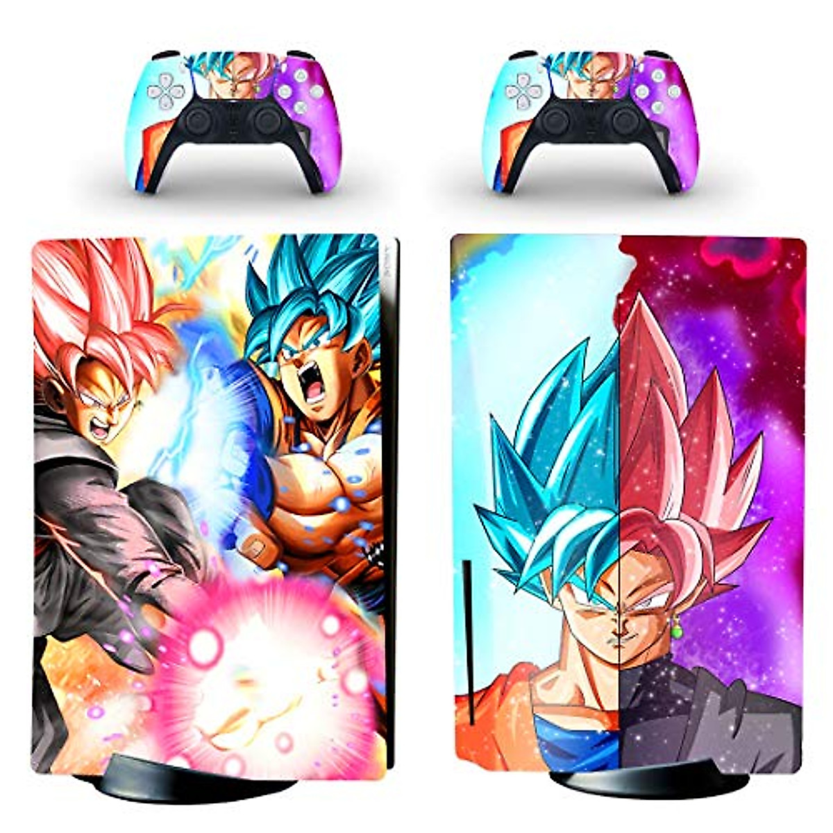 Vanknight PS5 Standard Disc Console Controllers Vinyl Skin Sticker Decals for Playstation 5 Console Controllers Super Saiyan