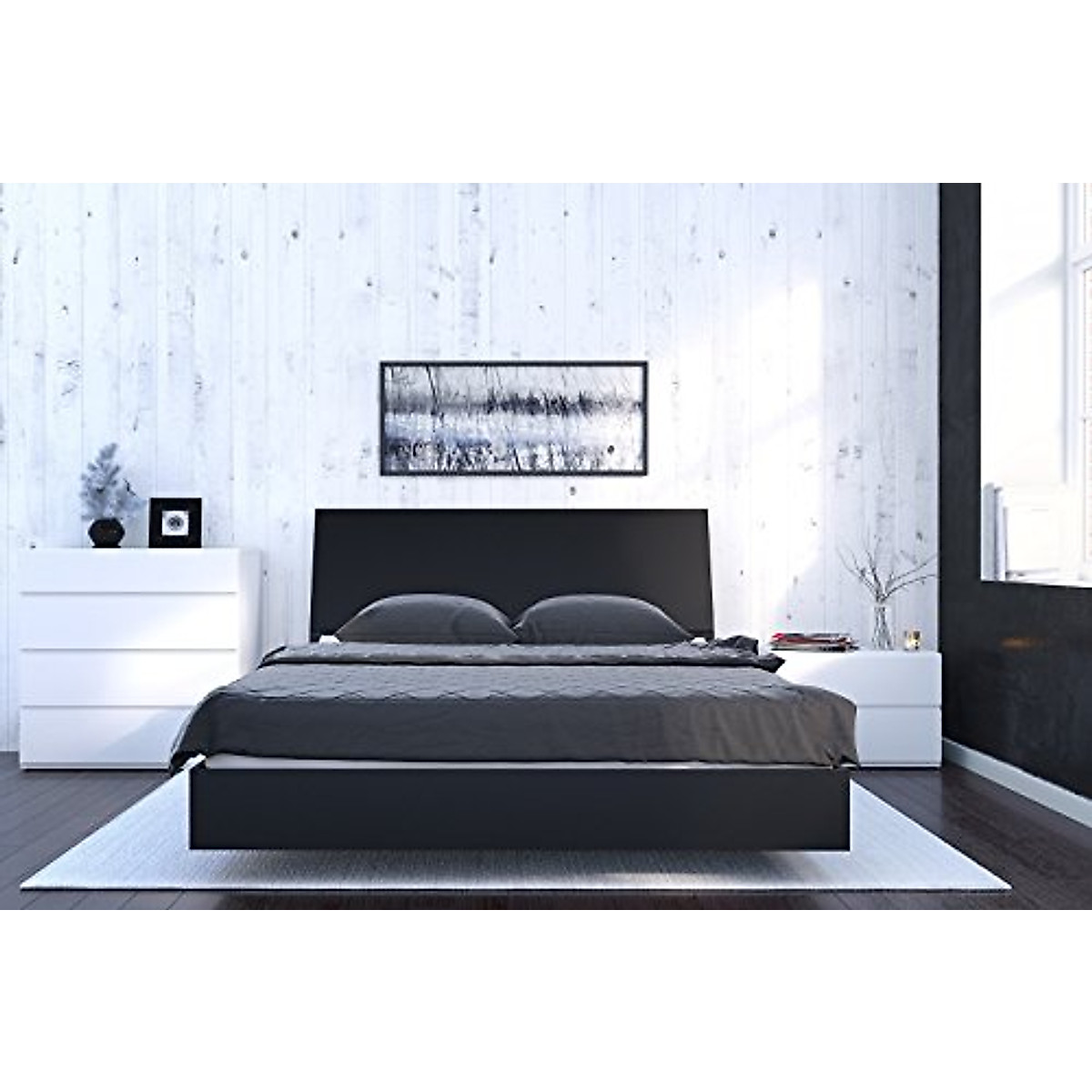Nexera Platform Bed, Black, Queen