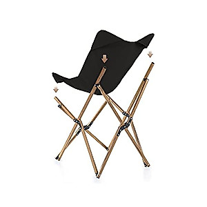 Naturehike Outdoor Furniture Camping Wood Grain Aluminum Folding Moon Chair (Black)
