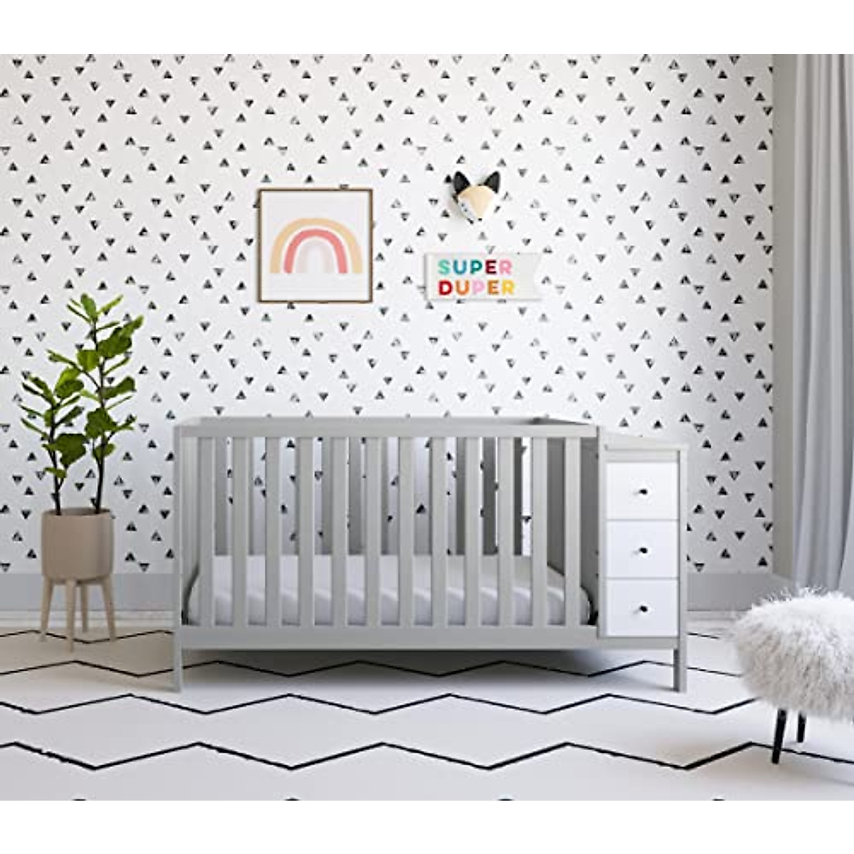Storkcraft Malibu Customizable Convertible Crib (Pebble Gray with White) – GREENGUARD Gold Certified, Crib with Storage Drawers, Converts to Toddler Bed, Fits Standard Full-Size Crib Mattress