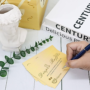 Angela&Alex 50 Pcs Diaper Raffle Tickets for Baby Shower Games with Diaper Raffle Box Invitations Sign Cards for Boy & Girl Gender Reveal Party Decorations Baby Shower Décor Supplies - Gold