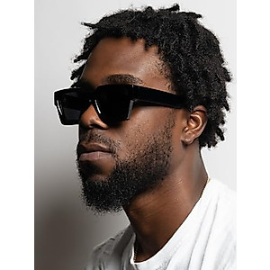 AIEYEZO Square Sunglasses for Women Men Square Thick Frame Sun Glasses Simple Designer Style Shades (Black/Grey)