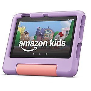 Amazon Fire 7 Kids tablet (newest model) ages 3-7. Top-selling 7" kids tablet on Amazon. Includes 6 months of ad-free and exclusive content, easy parental controls, 10-hr battery, 16 GB, Purple