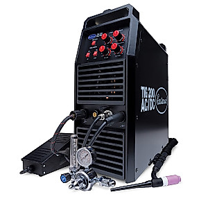 Eastwood AC/DC TIG Welder System | 1/4 Inch Thick Welding Capacity | Duty cycle of 60% at 190 Amps | 110 & 220V Dual Voltage TIG Welding with Rocker Style Foot Pedal | Black