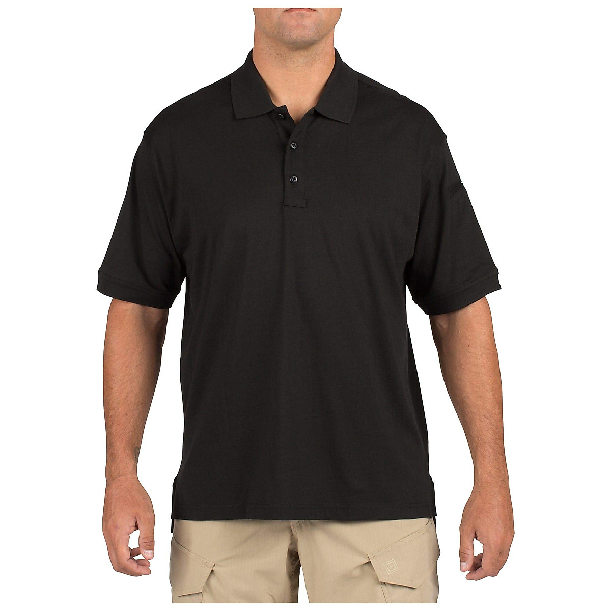 5.11 Tactical Men's Jersey Knit Short Sleeve Shirt, Wrinkle-Resistant Cotton, Pen Pocket, Black, S, Style 71182