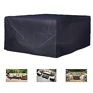 Patio Furniture Cover Waterproof Heavy Duty Cover Outdoor Table Covers Lawn Chair Sofa Fabric Covers Sets for Table Protection Dining Table and Chair Dustproof Cover,Black 91L x 91W x 28H Inches
