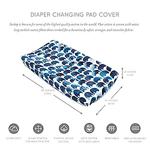 Oilo Baby Blanket Bundle | Cute Lightweight Cotton Fabric Comforter | Cozy, Soft wash & Waterproof Diaper Change pad, Blanket & Crib Sheet | for Infant/Toddler | Newborn Nursery Collection | Elephant