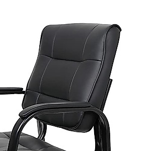 Indoor and Outdoor Use Chair Leather Guest Chair Black Waiting Room Office Desk Side Chairs Reception