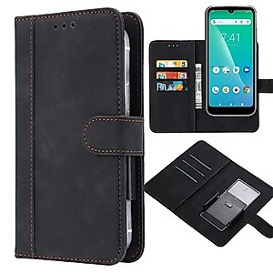 Ranyi for Lenovo ThinkPhone 5G Case, Motorola ThinkPhone Case, Universal Leather Wallet Case with Credit Card Holder Movable Clip Magnetic Flip Wallet Protective Case for Lenovo ThinkPhone 5G -Black