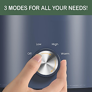 2 QT Small Slow Cooker, 3 Adjustable Temp, Upgraded Ceramic Pot, Easy Clean-up, Nutrient Loss Reduction, Sauces, Stews & Dips, Stainless Steel, Blue