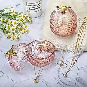 Glass Apothecary Jar With Lid,Wedding Candy Buffet Display Elegant Storage Jar,Decorative Bathroom Canisters for Stroage(Pink)