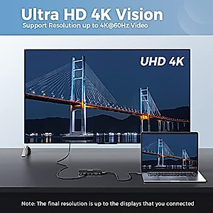 USB C Laptop Docking Station, 15 in 1 Triple Display Multiport Adapter 3 Monitors Dock with Dual DP, HDMI, VGA, USB C/A, RJ45, SD/TF, Mic/Audio, PD Compatible for MacBook/Dell/HP/Lenovo Laptops Black