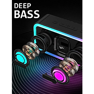 Torteco Bluetooth Speaker, F60, IPX7 Waterproof Bluetooth Speaker with Loud Stereo Sound,15 Hours Playtime,Gradient Light, Portable Speaker for Home,Outdoor,Travel and Party