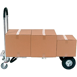 Global Industrial Aluminum 2-in-1 Convertible Hand Truck with Pneumatic Wheels - Senior