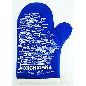 Professional S Michigan Oven Mitt-Upper & Lower Peninsula Map-Blue-Qty-1