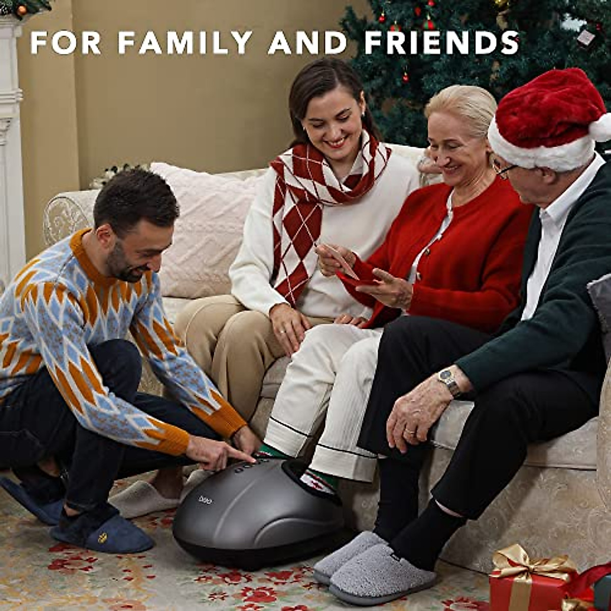 Breo Foot Massager Machine with Heat, Shiatsu Deep Tissue Kneading, Rolling Massage for Relax, Fits Feet Up to Men Size 12