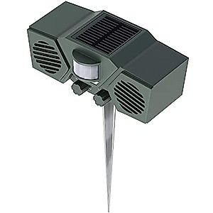 Hoont Solar Powered Motion Activated Ultrasonic with Flashing Strobe Outdoor Animal and Pest Repeller for Birds