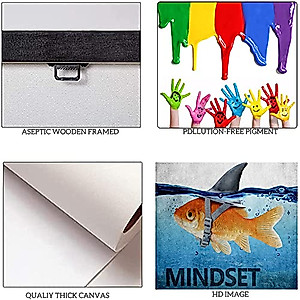 Mindset is Everything Motivational Canvas Office Wall Art Inspirational Entrepreneur Quotes Poster Print Artwork Painting Wall Picture for Living Room Bedroom Office Framed Ready to Hang-12”Wx18”H