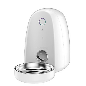 DOGNESS App Wi-Fi Control Automatic Cat Feeders, Dry Food Dispenser for Small Cat Dog Pet, Timed Cat Feeder, Microchip Pet Feeder Up to 15 Portion 6 Meals Per Day, 10s Voice Recorder, White