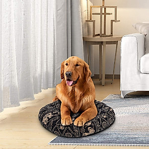 EGOBUY Meditation Cushion, Round Floor Seat Cushion Cotton Linen Sitting Pillow Yoga Pillow Tatami Mat for Home Decor Garden Party, 22x22 Inch, Black Elephant