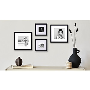 Yaetm 12x12 Picture Frames Black Set of 4, Square Frame Displays 8x8 with Mat or 12 x 12 without Mat, Gallery Wall Frames 12x12 for Wall Mounted (4 Pack, Black)