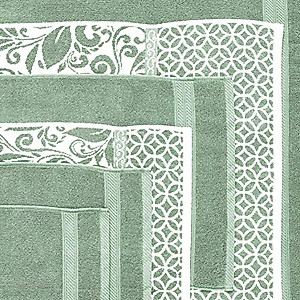 Modern Threads Trefoil Filigree 6-Piece Reversible Yarn Dyed Jacquard Towel Set - Bath Towels, Hand Towels, & Washcloths - Super Absorbent & Quick Dry - 100% Combed Cotton