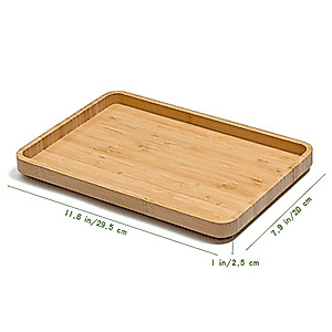 Bamboo Tray, Bathroom Counter Tray Organizer, Vanity Trays for Bathroom Home and Kitchen Serving Decorating Organizing, 12 x 8 x 1 in