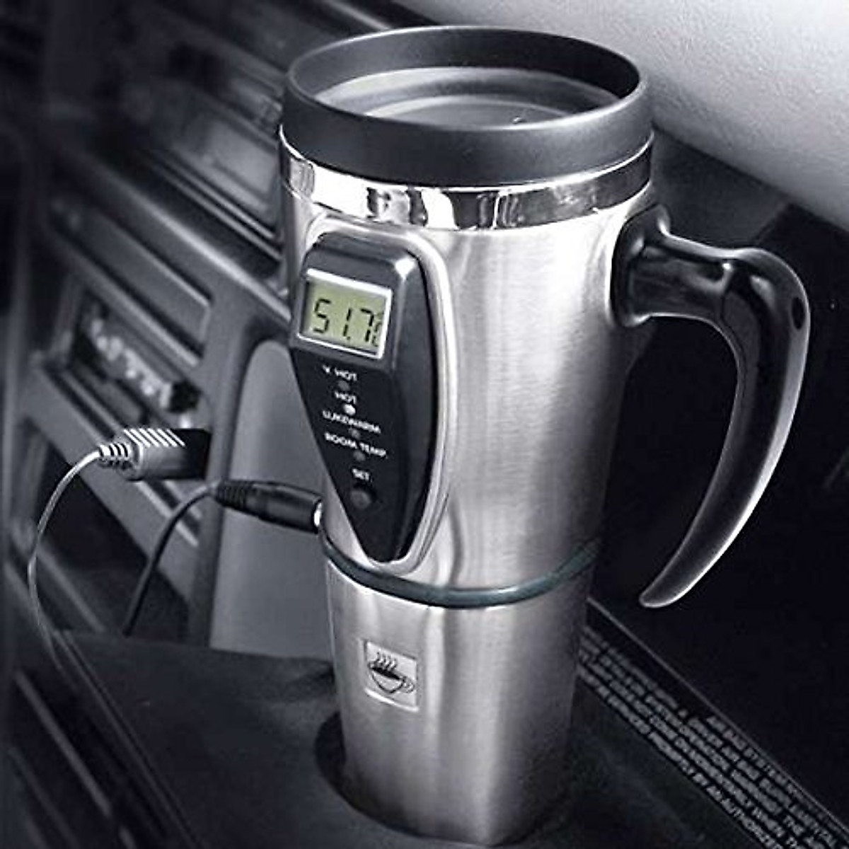 Heated Smart Travel Mug with Temperature Control - 16 ounce- 12V - Stainless Steel