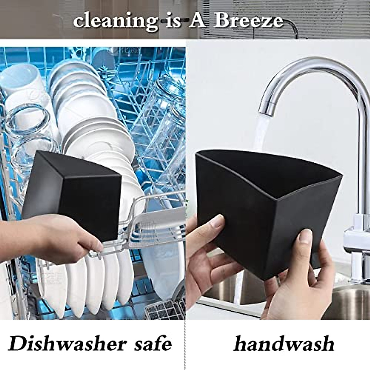 Slow Cooker Divider, 6 QT Silicone Liner, 4 in1 Slow Cooker Liners Reusable & Leakproof Silicone Crock Pot Dividerr Insert, Dishwasher Safe Cooking（Black）