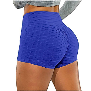 Women's Booty Shorts Sexy Scrunch Butt Lifting Leggings Workout High Waisted Textured Bottom Summer Hot Shorts