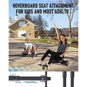 Gyroor Hoverboard Seat Attachment K1, Hover Board Accessory Go Kart with Adjustable Frame Length Compatible with 6.5'' 8'' 10'' Hoverboard, Best Hoverboard Go Kart for Kids and Adults-Black
