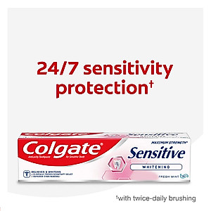 Colgate Sensitive Maximum Strength Whitening Toothpaste, Mint - 6 Ounce (Pack of 6)
