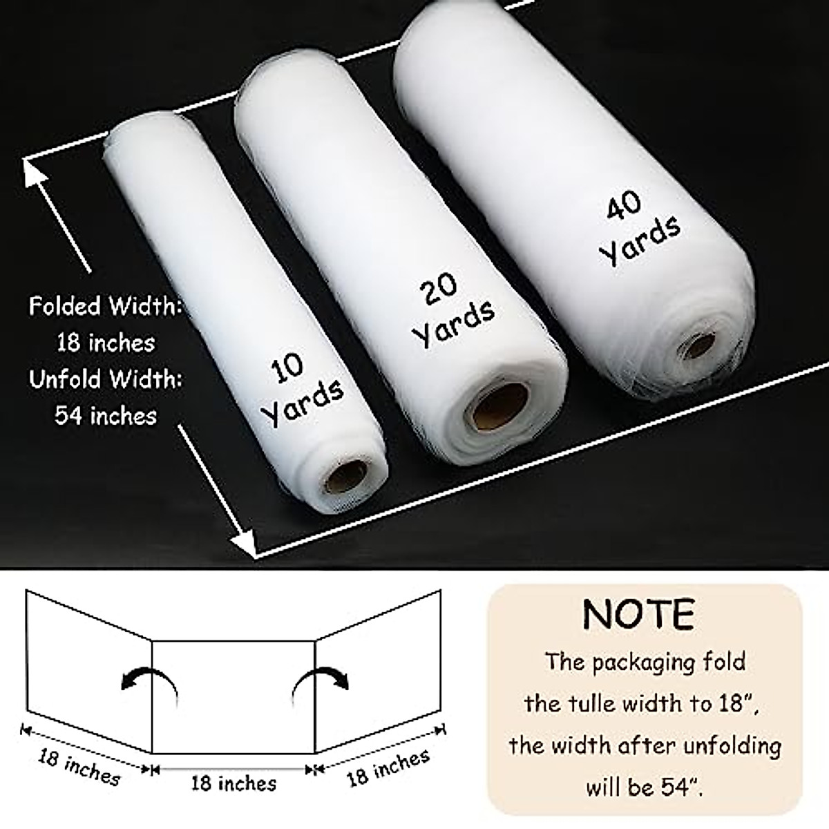White Tulle Fabric Roll, 54" x 20 Yards (60FT) Tulle for Wedding Decoration DIY Tutu Party Backdrop Baby Shower Table Skirts Gift Wrapping