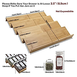 Angimio Bamboo Spice Rack Drawer Organizer - 8 Pieces Set- 7" Wide Per Piece - Combine Pieces Into 14" Wide Rack (7" or 14")